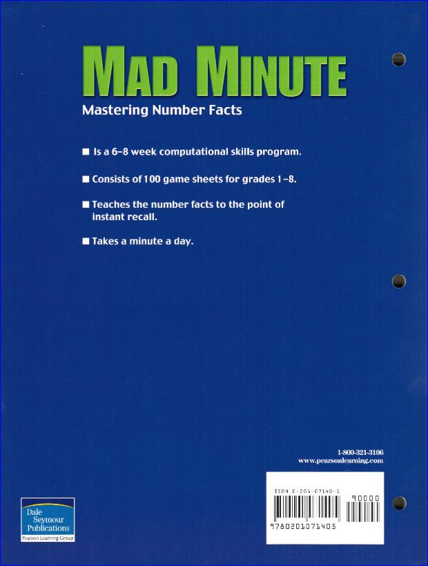 Highlights Mad Minute Number Facts Grade 1 2 3 4 5 6 7 8 Paul Shoecraft